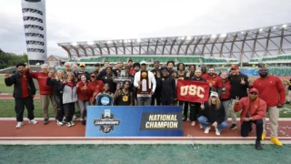 USC's Mens Track and Field team on the field after winning NCAA championship